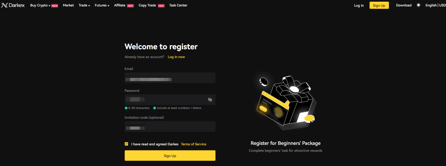 How to Register on Darkex? - Darkex Official Academy Area